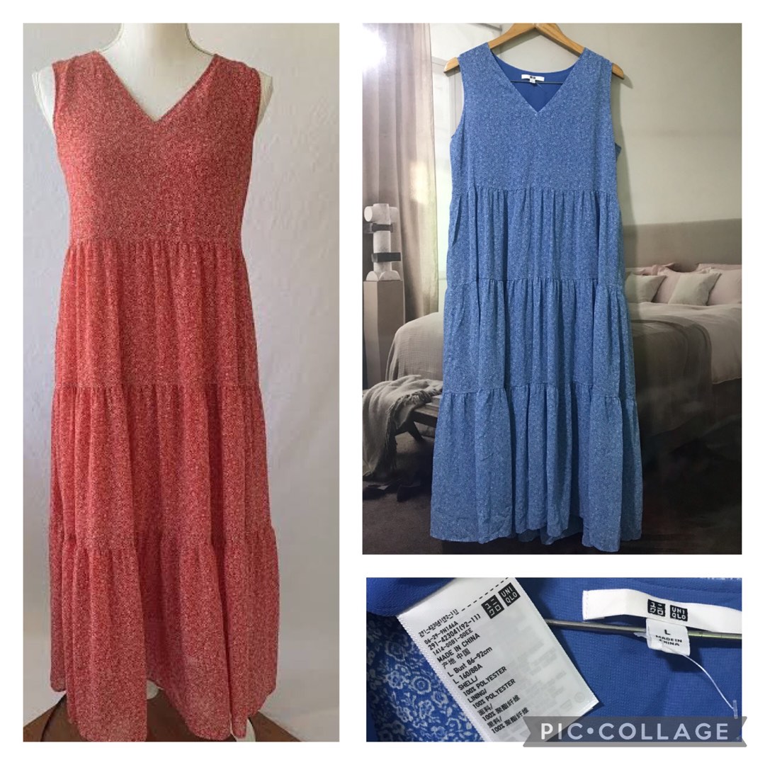 Uniqlo chiffon maxi dress with inner lining, Women's Fashion, Dresses ...