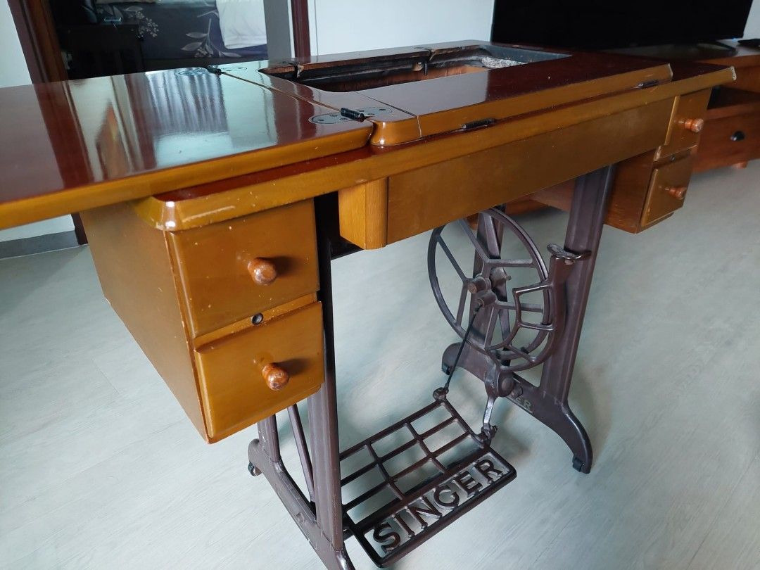 Vintage Singer Sewing Machine Table, Furniture & Home Living, Furniture ...