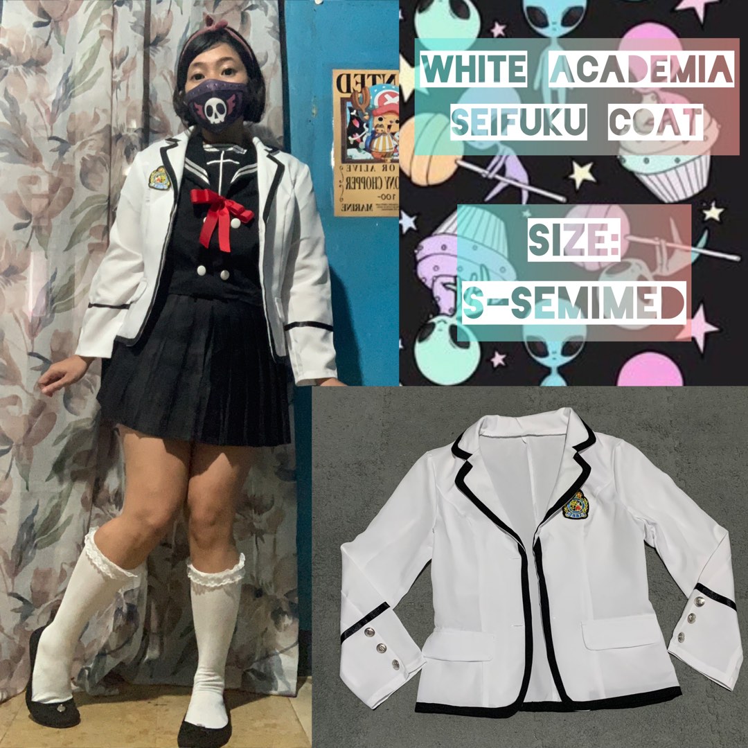 White Academia Seifuku Coat, Women's Fashion, Coats, Jackets and ...