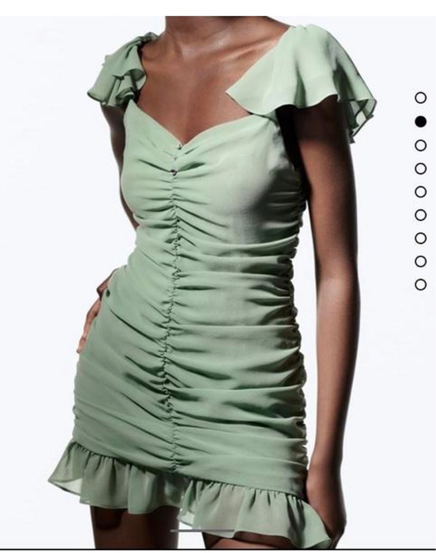 Zara Draped Ruffles Dress, Women's Fashion, Dresses & Sets, Dresses on ...