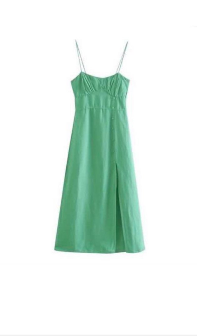 Indefeir linen green dress on Carousell