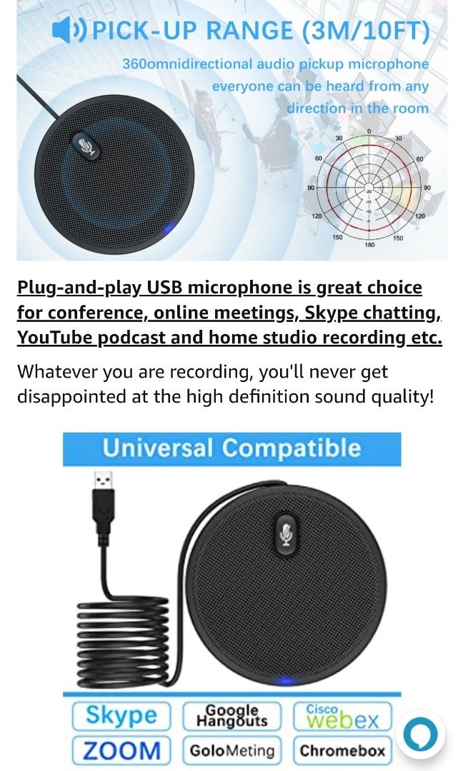 360 omnidirectional usb mic, Audio, Microphones on Carousell