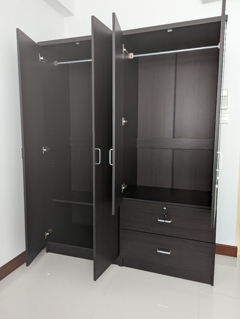 4-Door Full Height Wardrobe with Mirror & Drawers, Brand New, Furniture ...