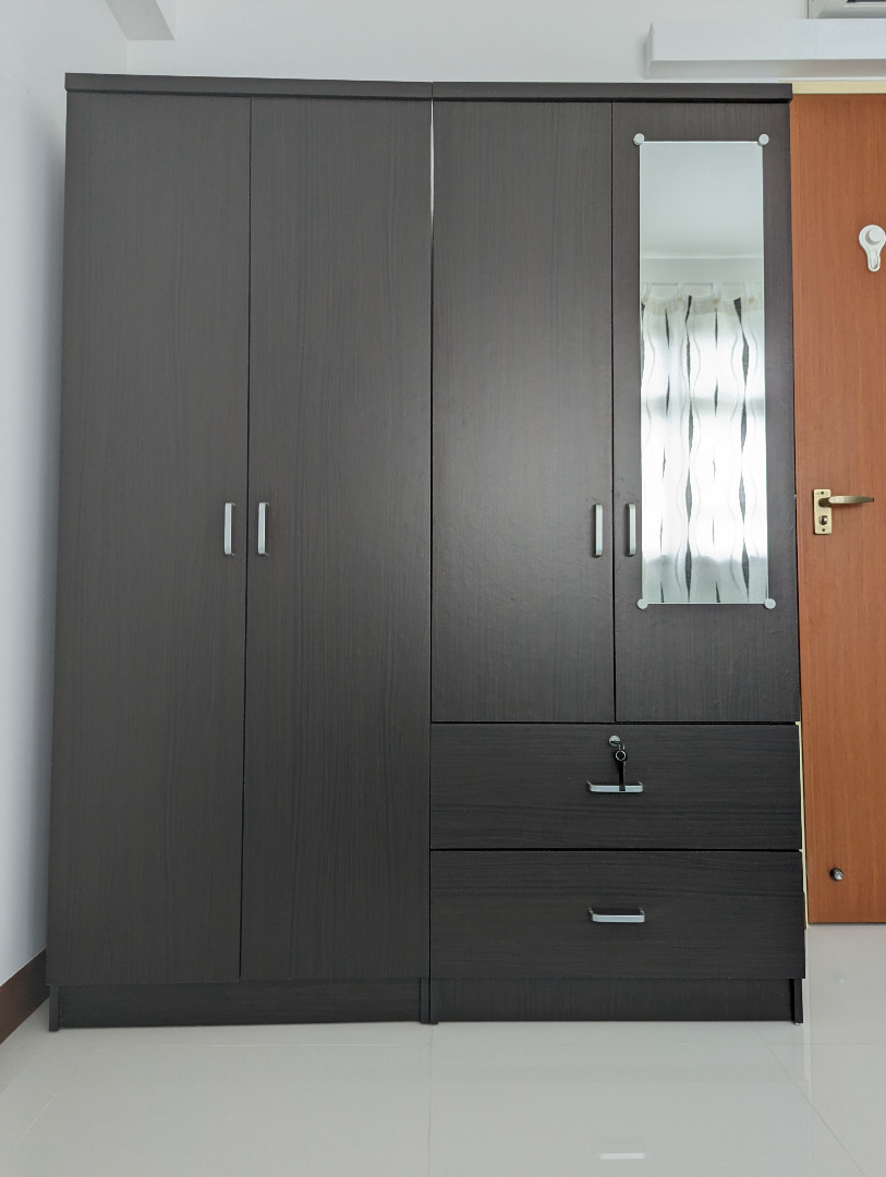 4-Door Full Height Wardrobe with Mirror & Drawers, Brand New, Furniture ...