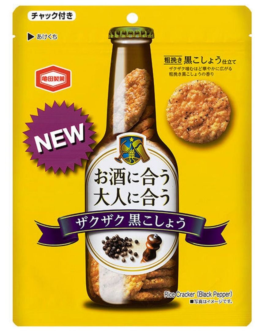 全新 最後2包 日本製造 BBD 2023年2月1日 知名食物品牌 亀田製菓 脆米餅 黑胡椒味 85g Kameda Rice ...