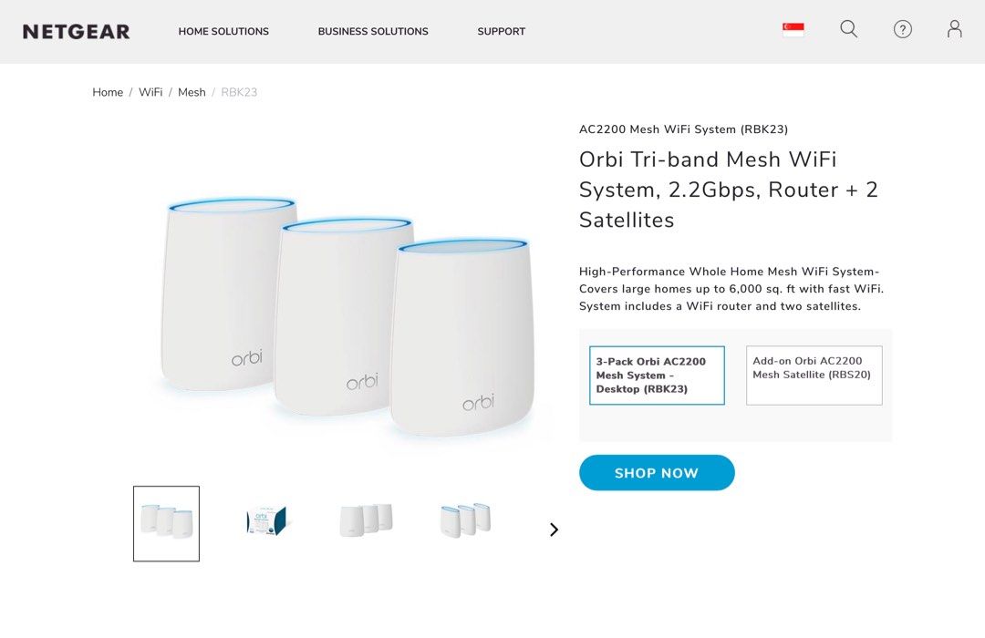 AC2200 Mesh WiFi System (RBK23) Orbi Tri-band Mesh WiFi System, 2.2Gbps ...