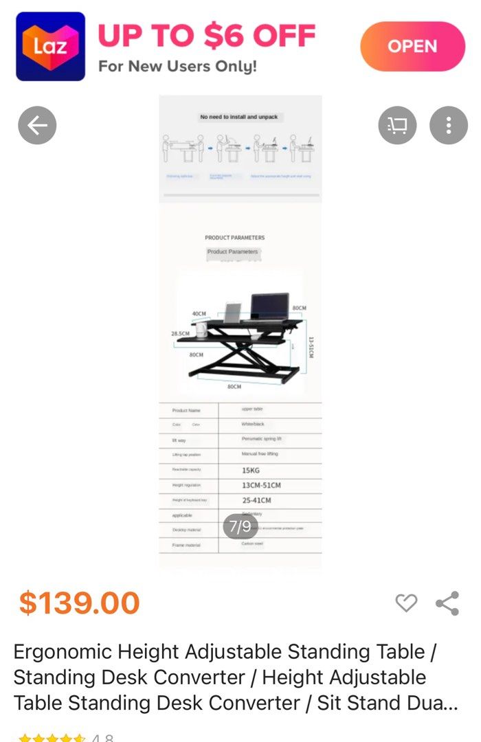 Adjustable standing table from lazada, Furniture & Home Living ...