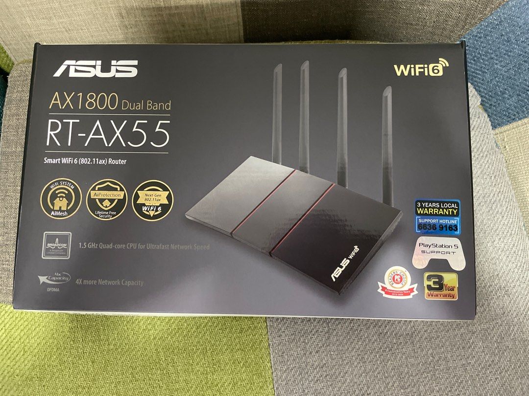 ASUS AX 1800 Dual Band RT-AX 55 WiFi 6 Router, Computers & Tech, Parts ...