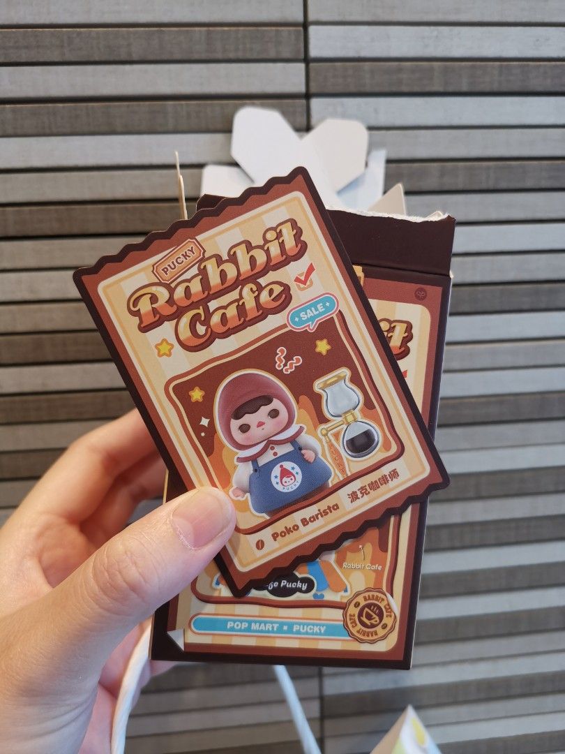 Authentic Popmart Pop Mart Pucky RABBIT Cafe Poko Barista, Hobbies ...