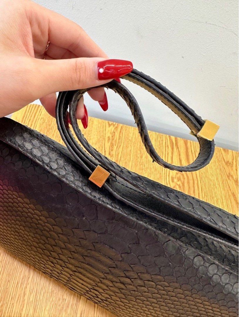 Celine Box Bag in Python Skin Black, Luxury, Bags & Wallets on Carousell