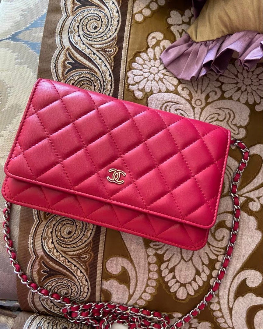 chanel pink woc chain bag, Luxury, Bags & Wallets on Carousell