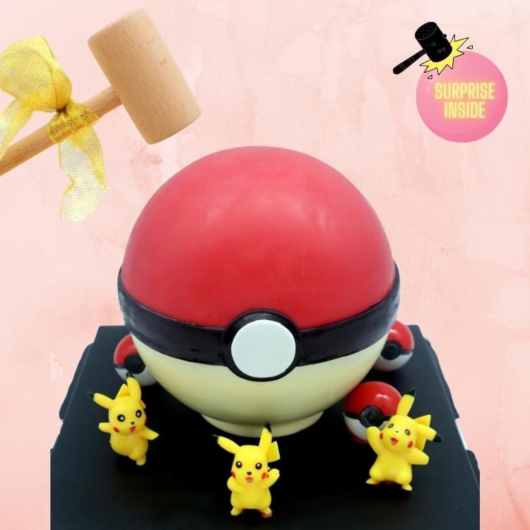 Chocolate Bombshell Pinata Birthday Cake 巧克力敲敲乐生日蛋糕 Pokemon Pokeball ...