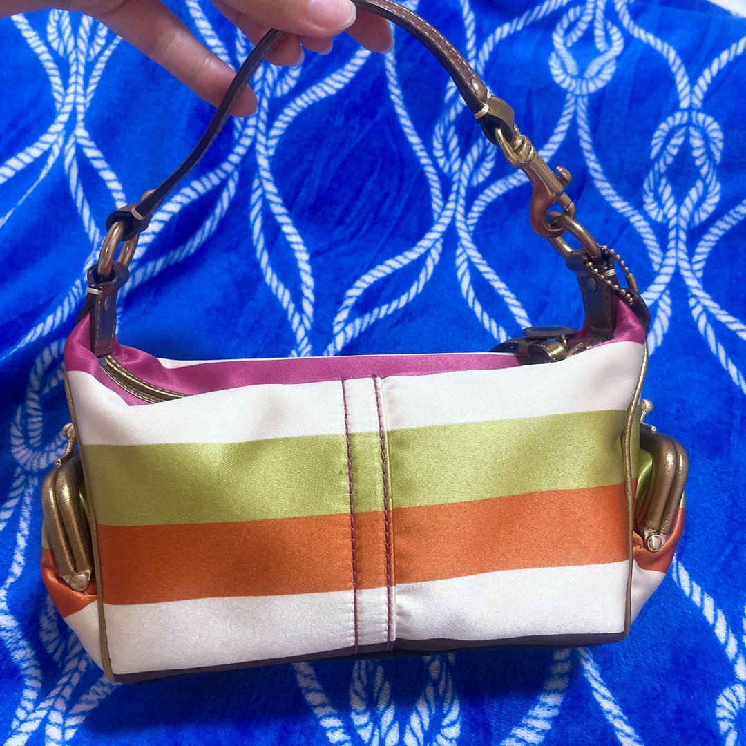 Coach Legacy Stripes with Kisslock Pockets Pouch Bag, Women's Fashion ...