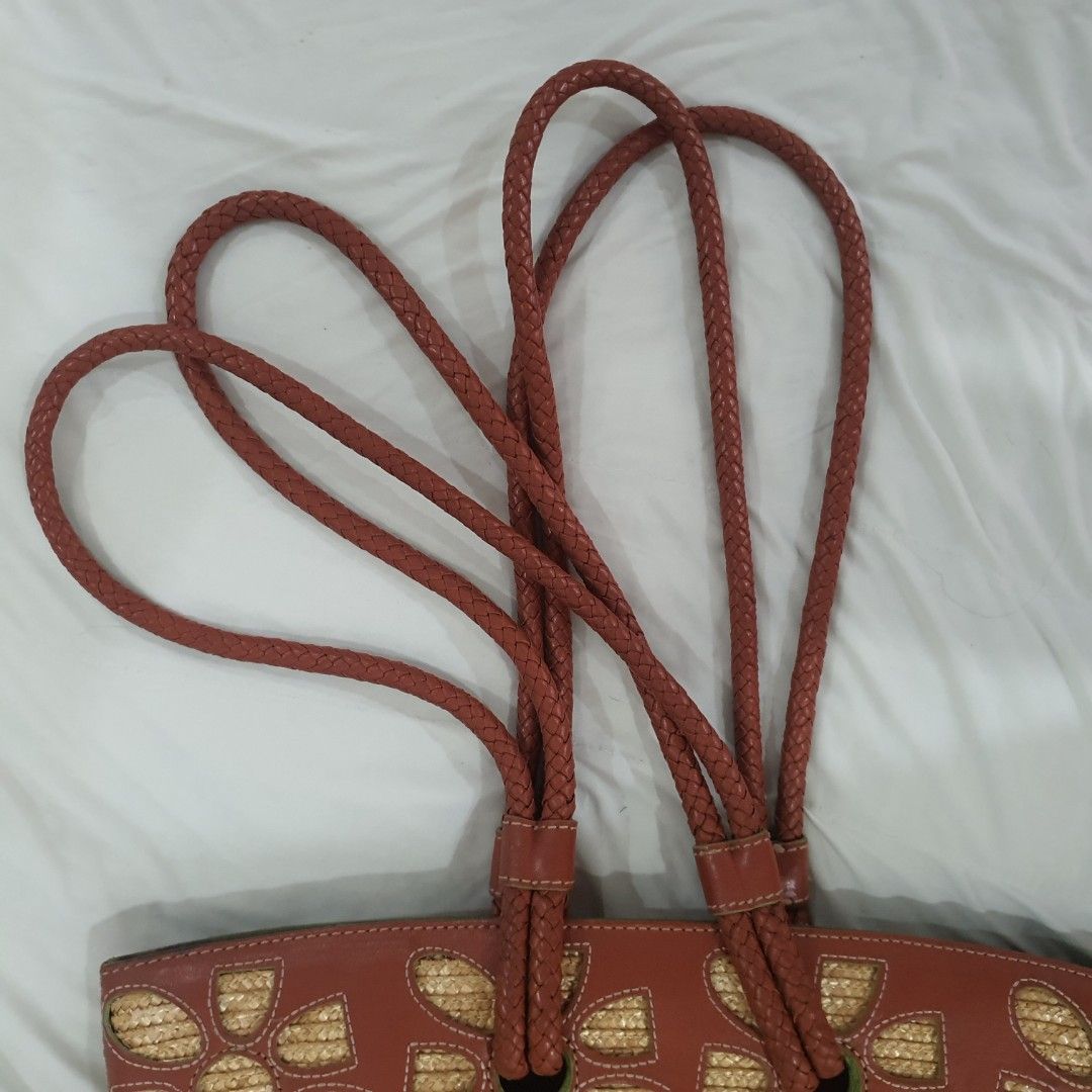 Cole haan wicker native rattan tote floral detail bag, Women's Fashion ...