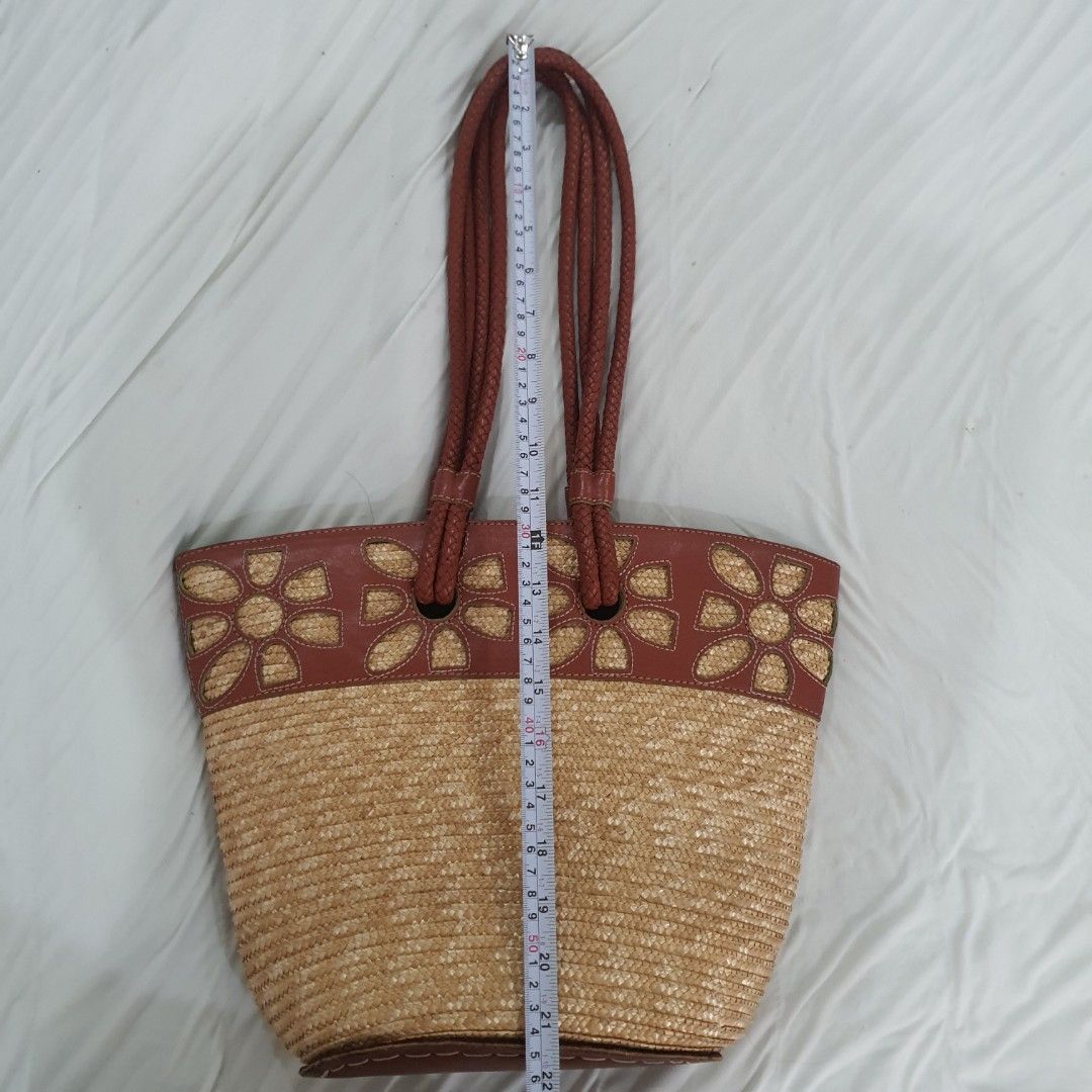 Cole haan wicker native rattan tote floral detail bag, Women's Fashion ...