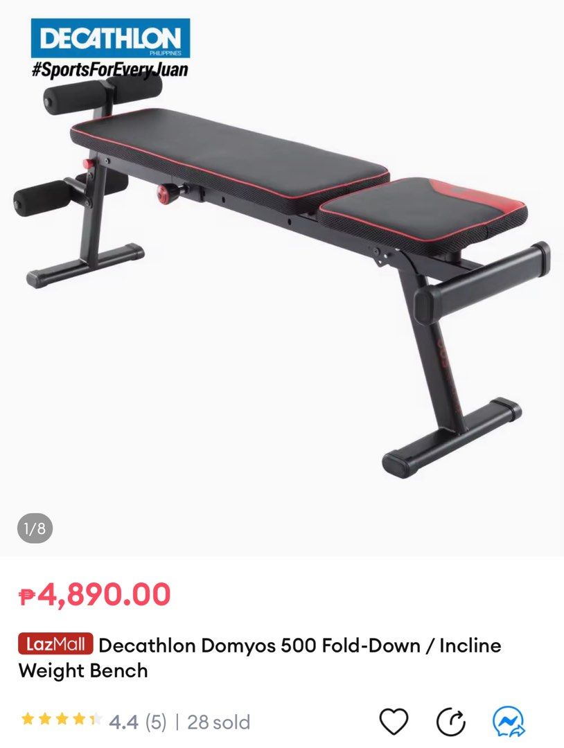 Decathlon Domyos Foldable Incline Weight Bench, Sports Equipment, Other ...