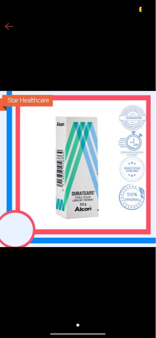 Duratears Naturale Sterile Ocular Lubricant Ointment 3.5g, Health ...