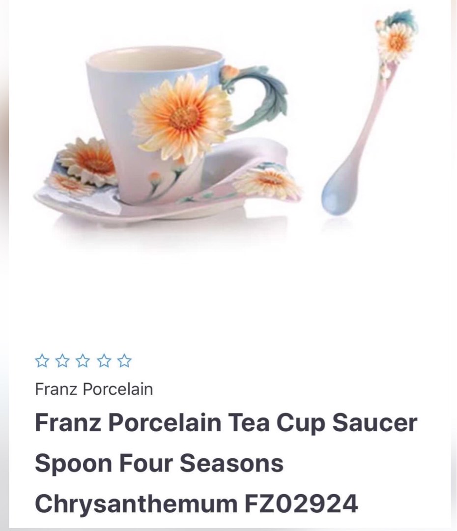 Franz Porcelain Tea Cup Saucer Spoon Set, Furniture & Home Living ...