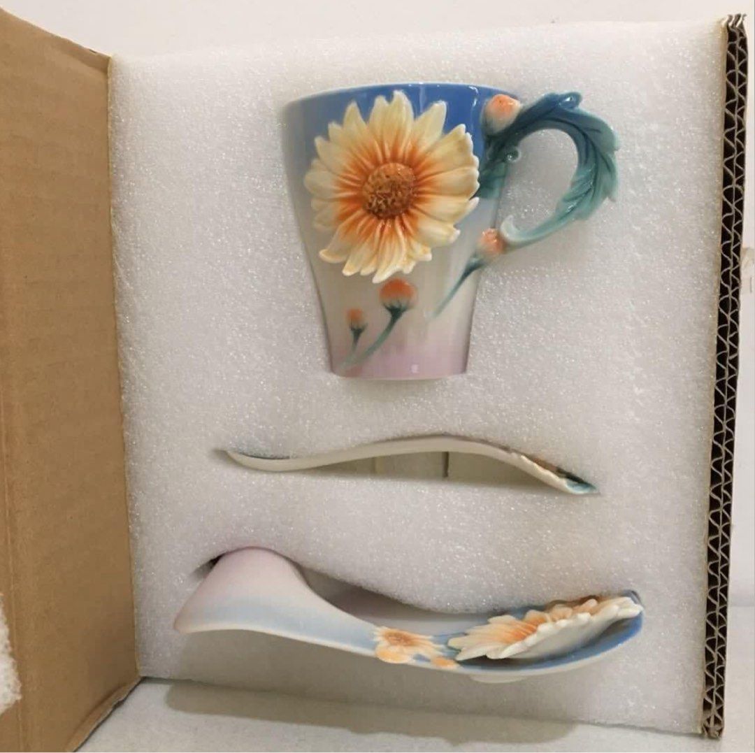 Franz Porcelain Tea Cup Saucer Spoon Set, Furniture & Home Living ...