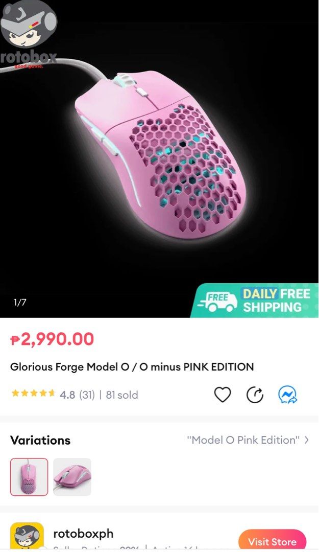 Glorious Model O Pink Gaming Mouse 67g, Computers & Tech, Parts ...