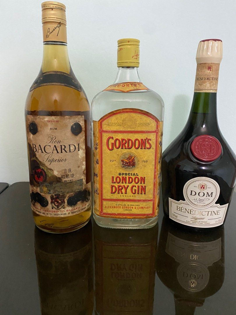 Gordon Dry Gin 1 litre , Bacardi Gold Rum 1 litre, DOM 750ml $35 each ...