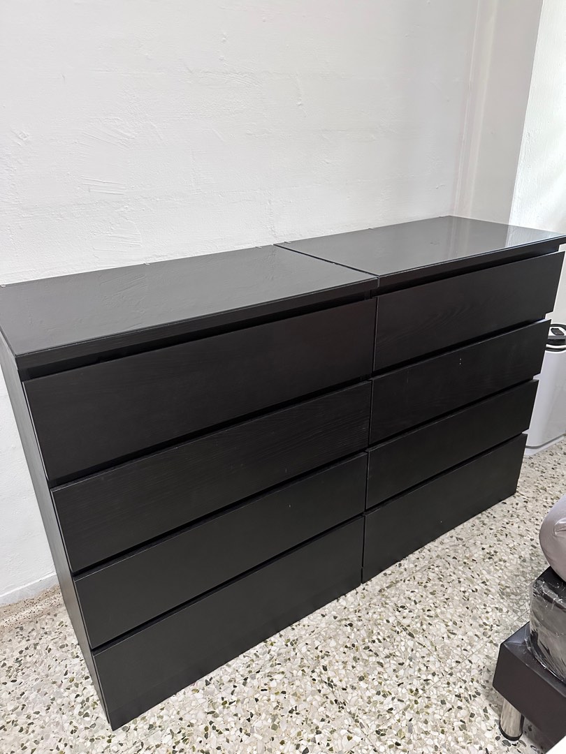 IKEA Malm drawer 4-tier with glass top, Furniture & Home Living ...