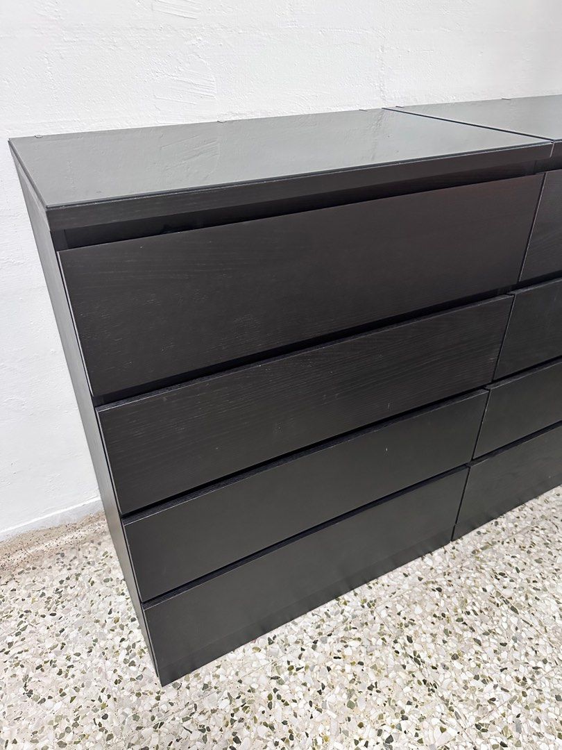 IKEA Malm drawer 4-tier with glass top, Furniture & Home Living ...