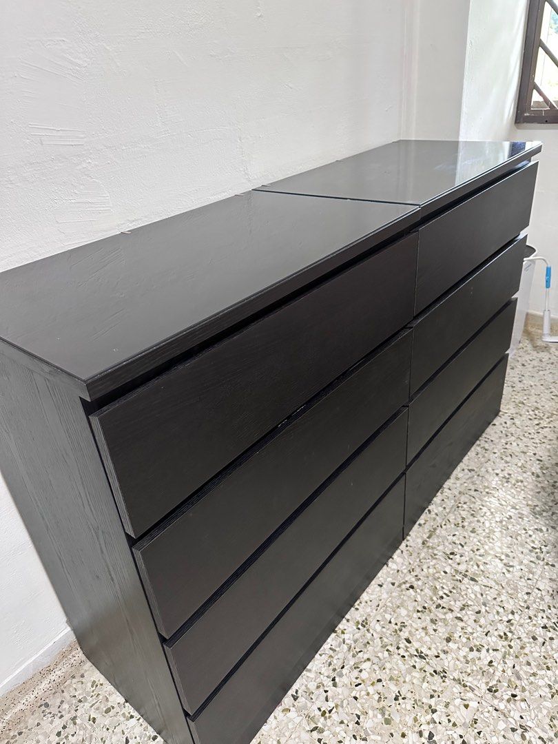 IKEA Malm drawer 4-tier with glass top, Furniture & Home Living ...