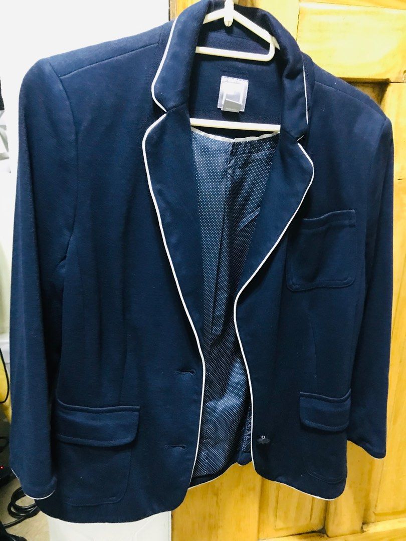 Repriced-JCP office blazer, semi crop dark blue with white lining on ...