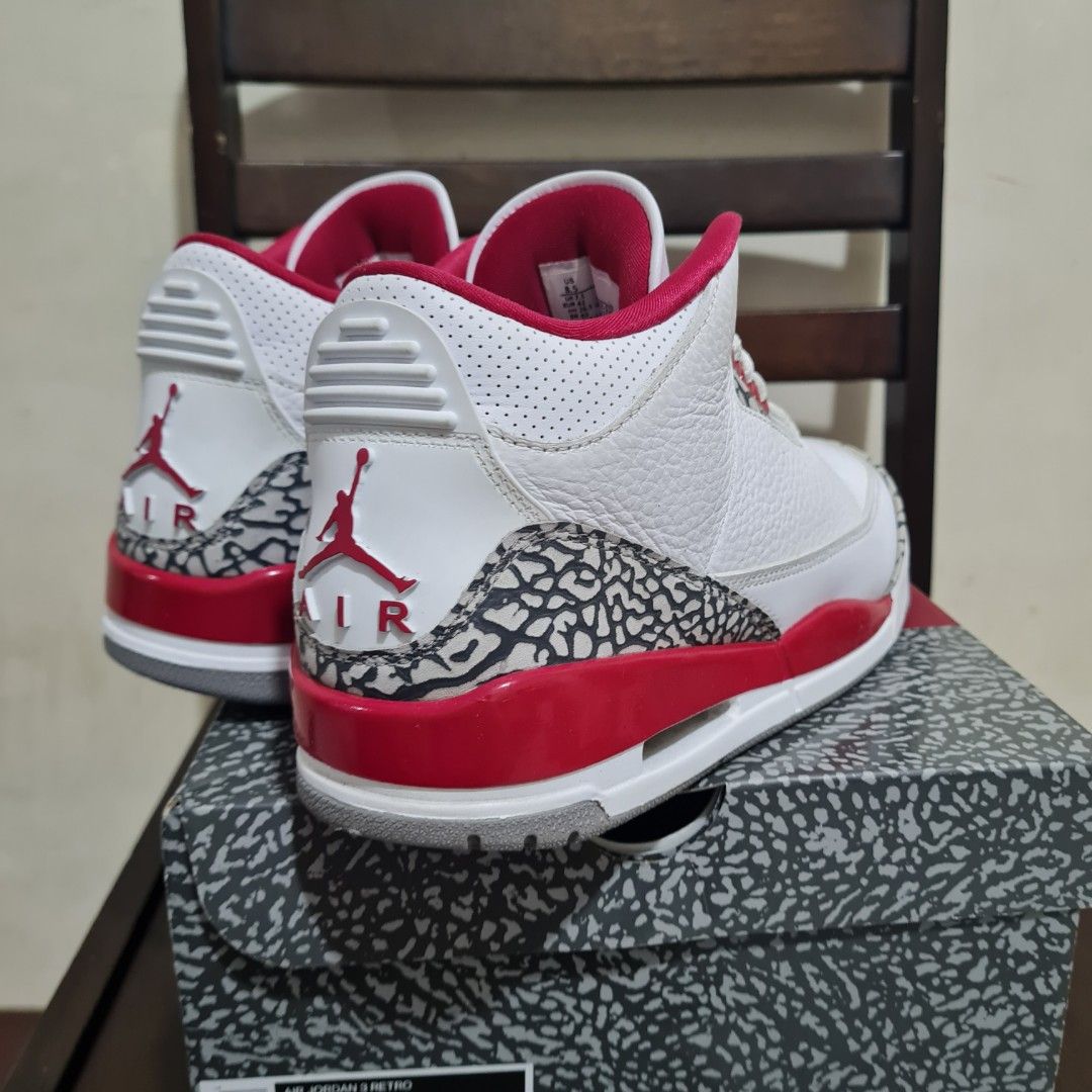 JORDAN 3 RED CARDINAL, Men's Fashion, Footwear, Sneakers on Carousell