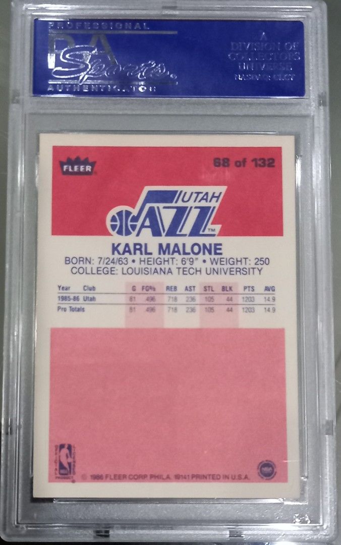 PSA 9 Karl Malone 1986 Fleer Rookie Card NBA Card on Carousell