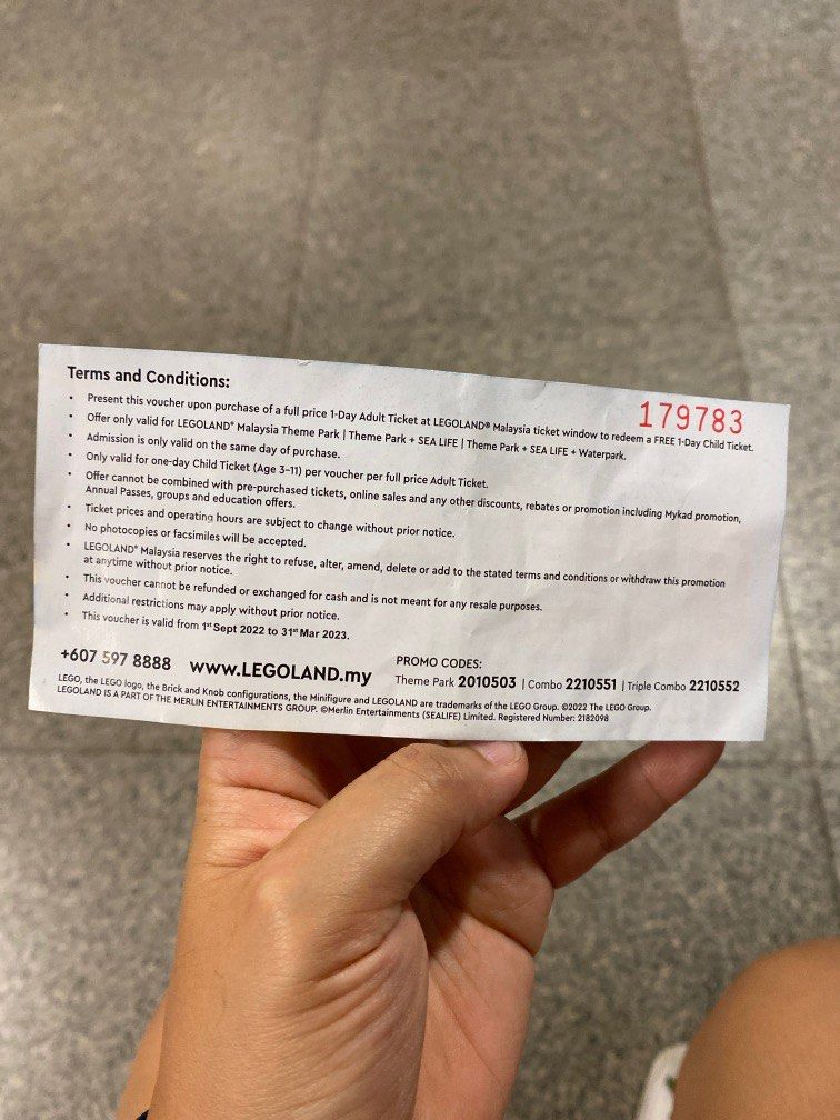 Legoland Theme Park Adult Ticket and Free Child Voucher, Tickets ...