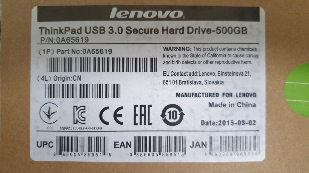 Lenovo Thinkpad Usb Secure Hard Drive Gb Computers Tech