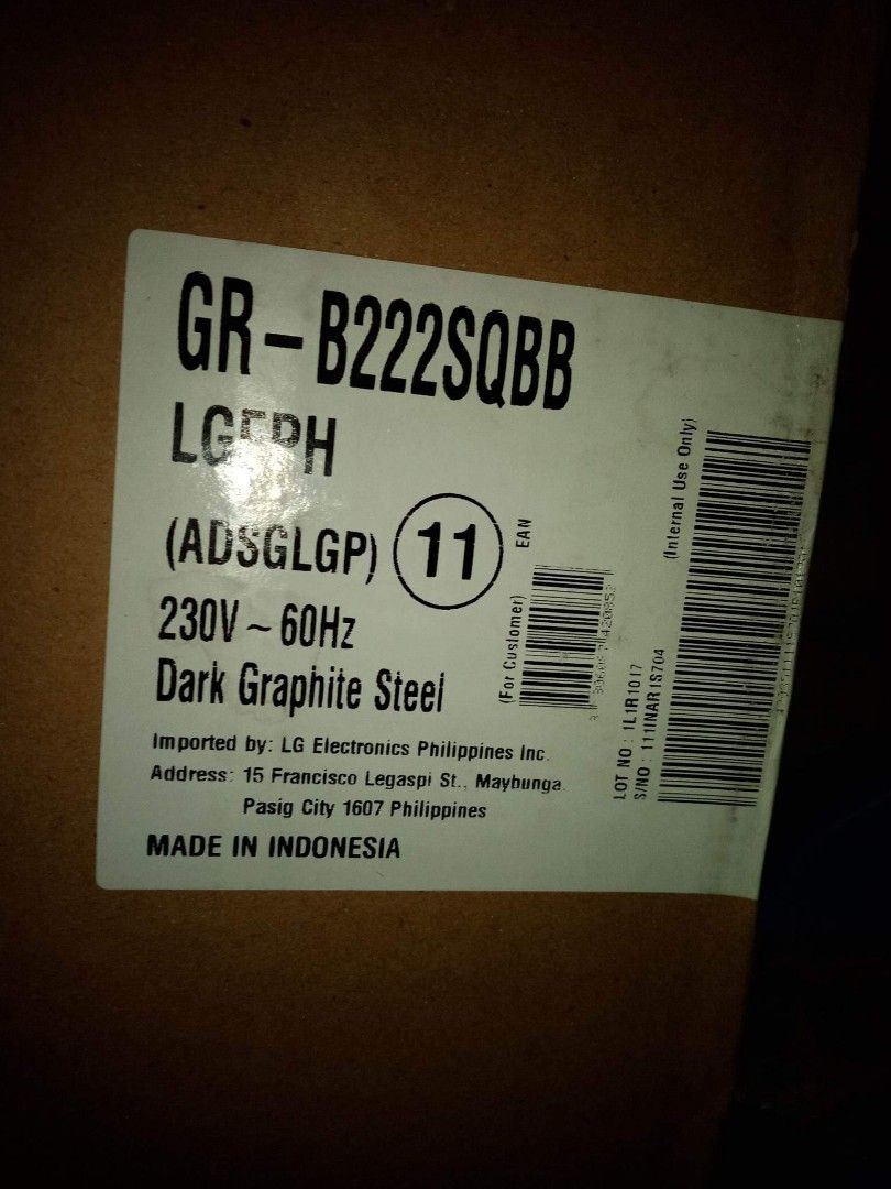 LG SMART INVERTER REFRIGRATOR GR-B222SQBB, TV & Home Appliances, Other ...