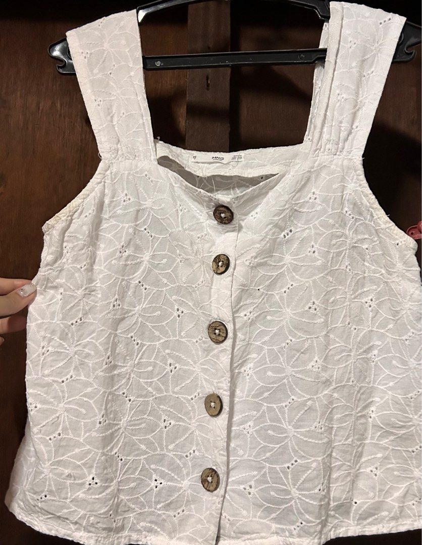 Mango top semi-eyelet on Carousell