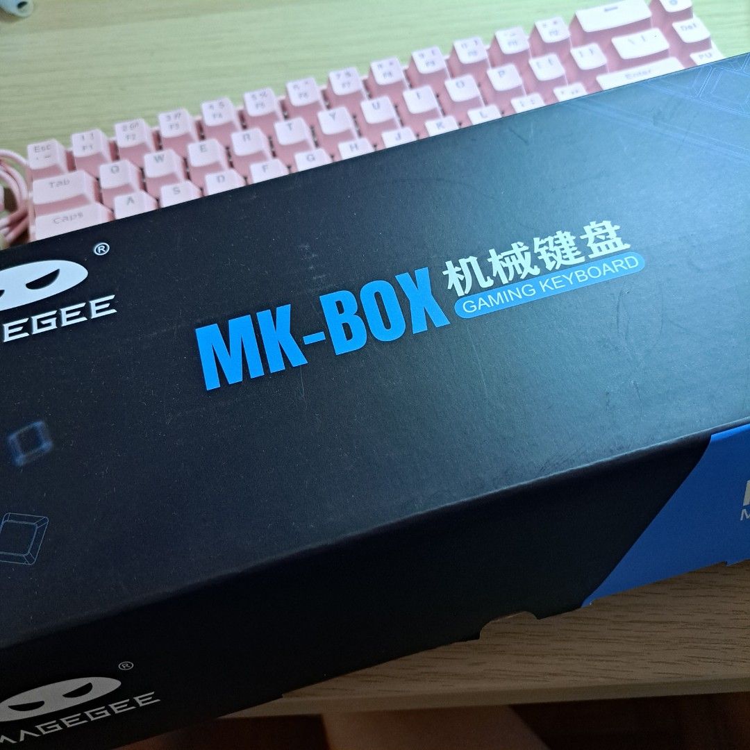 MK-Box 68 Keys Blue Switch Pink and White Wired Mechanical Keyboard ...