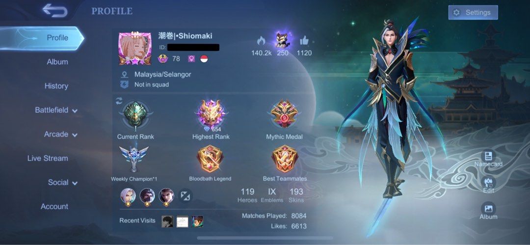 mobile legends / mlbb / ml account - ling collector, jawhead collector ...