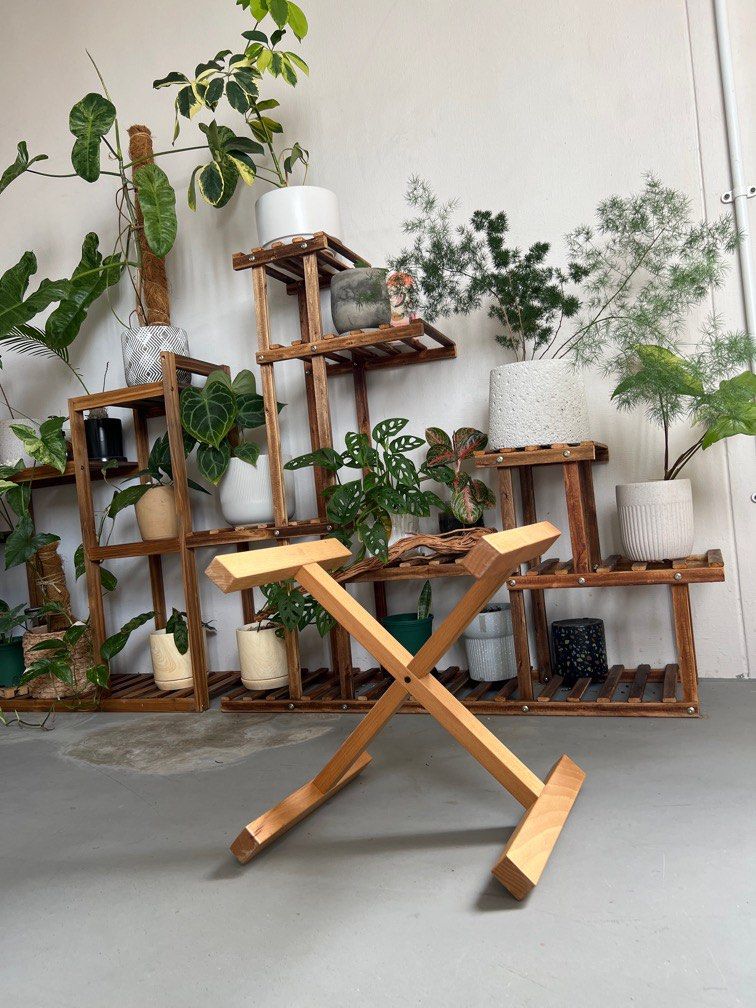Muji Style Wooden Pot Stand, Furniture & Home Living, Gardening, Pots ...