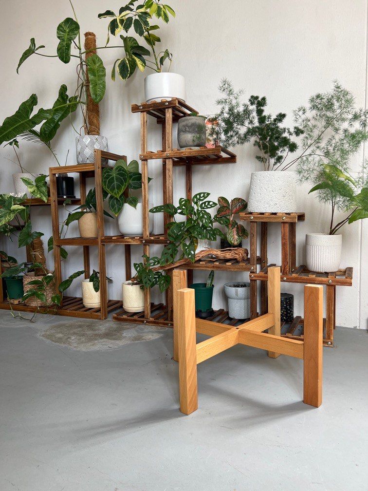 Muji Style Wooden Pot Stand, Furniture & Home Living, Gardening, Pots ...