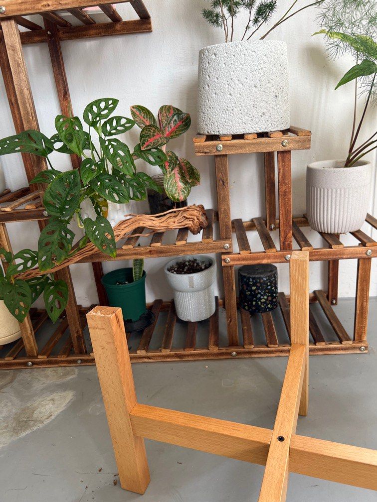 Muji Style Wooden Pot Stand, Furniture & Home Living, Gardening, Pots ...