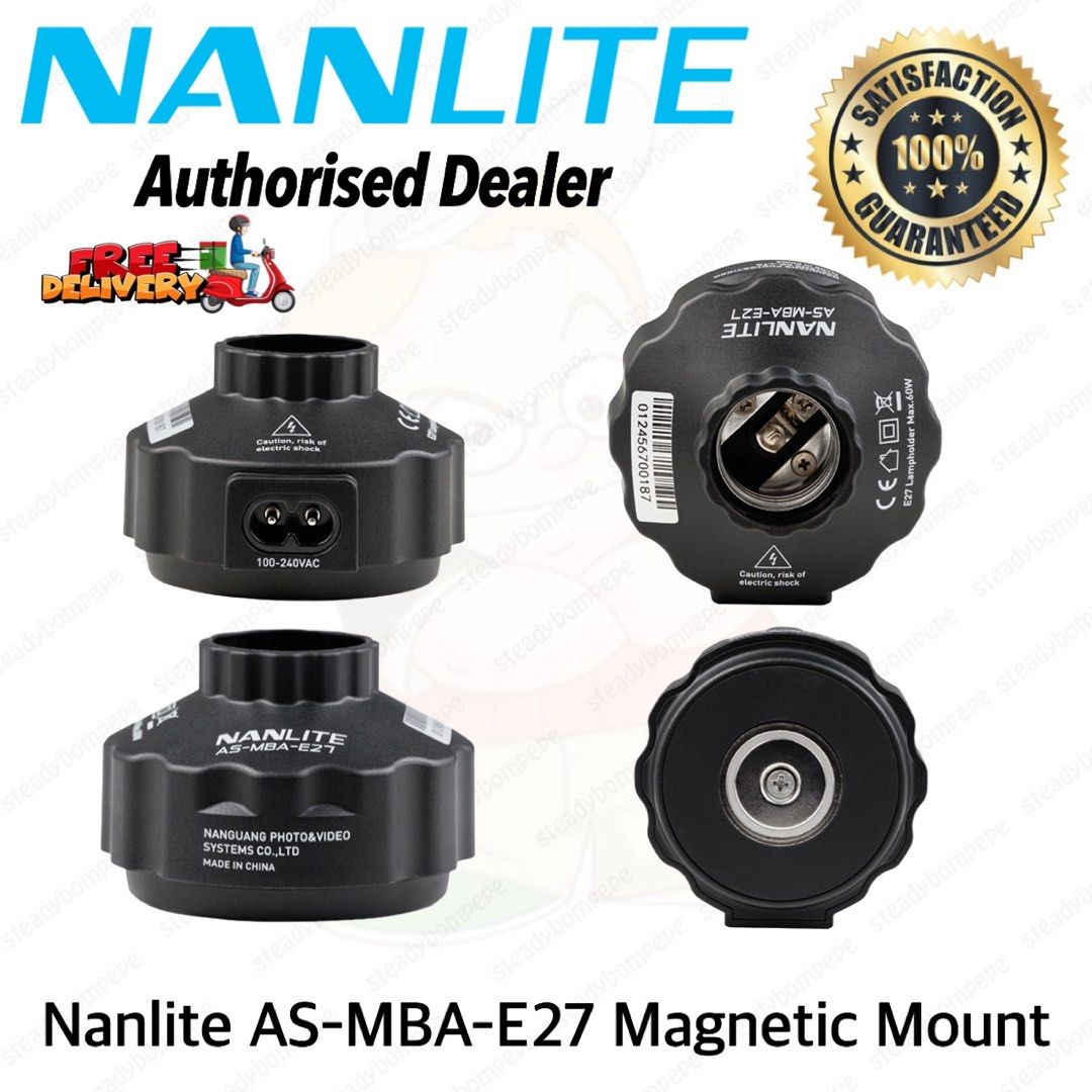 Nanlite E27 Magnetic Mount for PavoBulb 10C, Photography, Photography ...