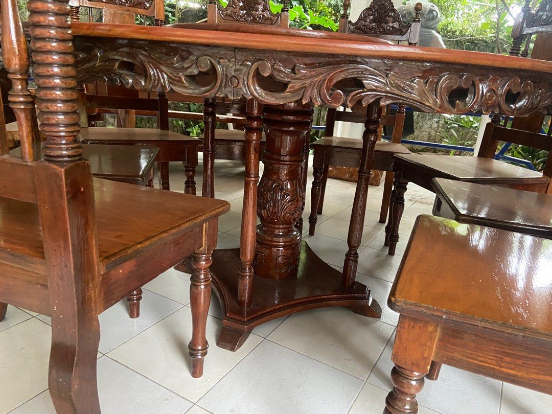 Narra Dining Table 8-seater with chairs, Furniture & Home Living ...