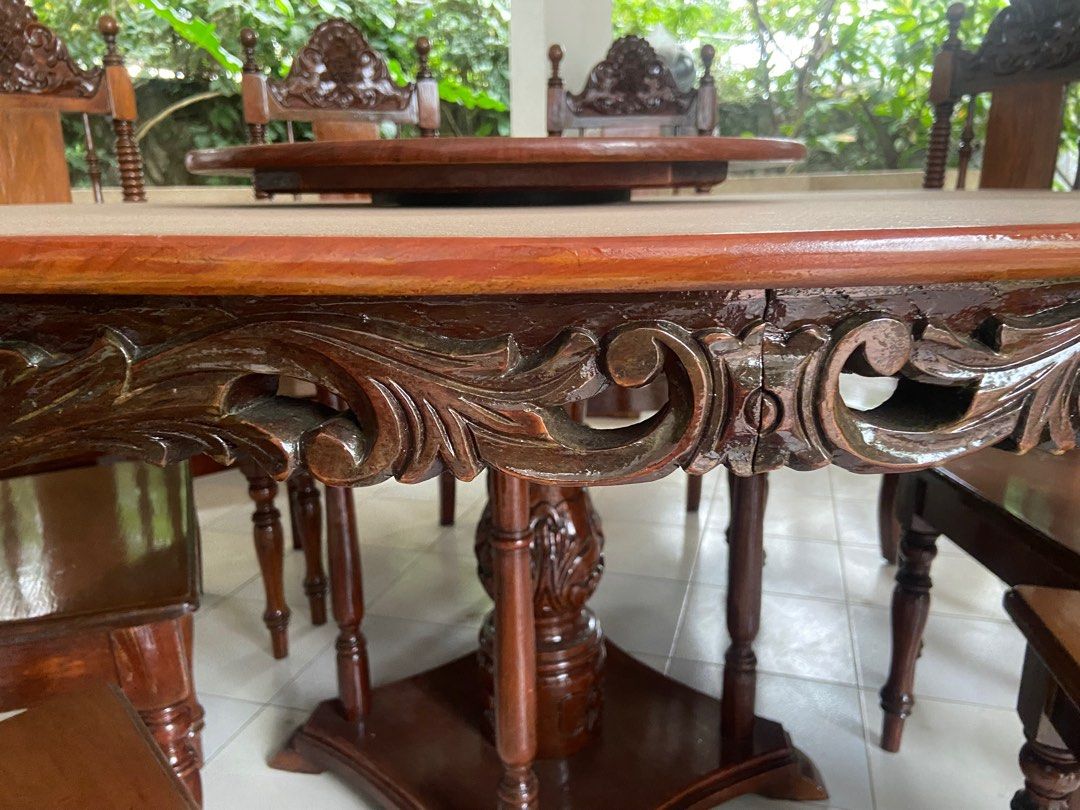 Narra Dining Table 8-seater with chairs, Furniture & Home Living ...