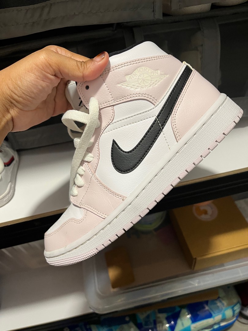 Nike Air Jordans 1 mid Barely Rose, Women's Fashion, Footwear, Sneakers ...