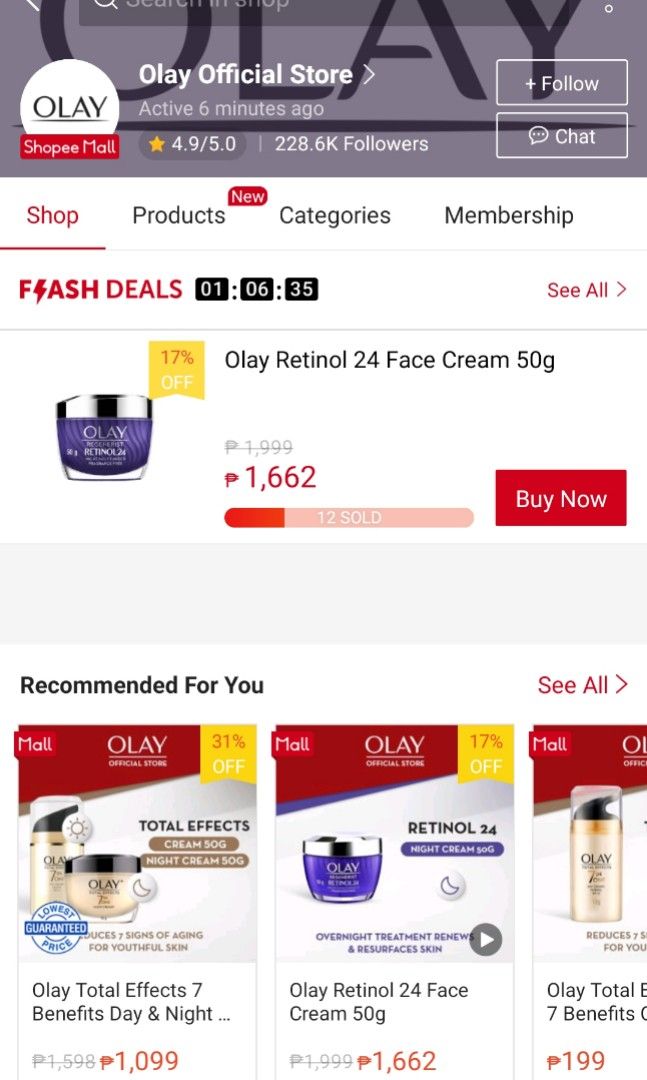 Olay retinol 24 night moisturiser on Carousell