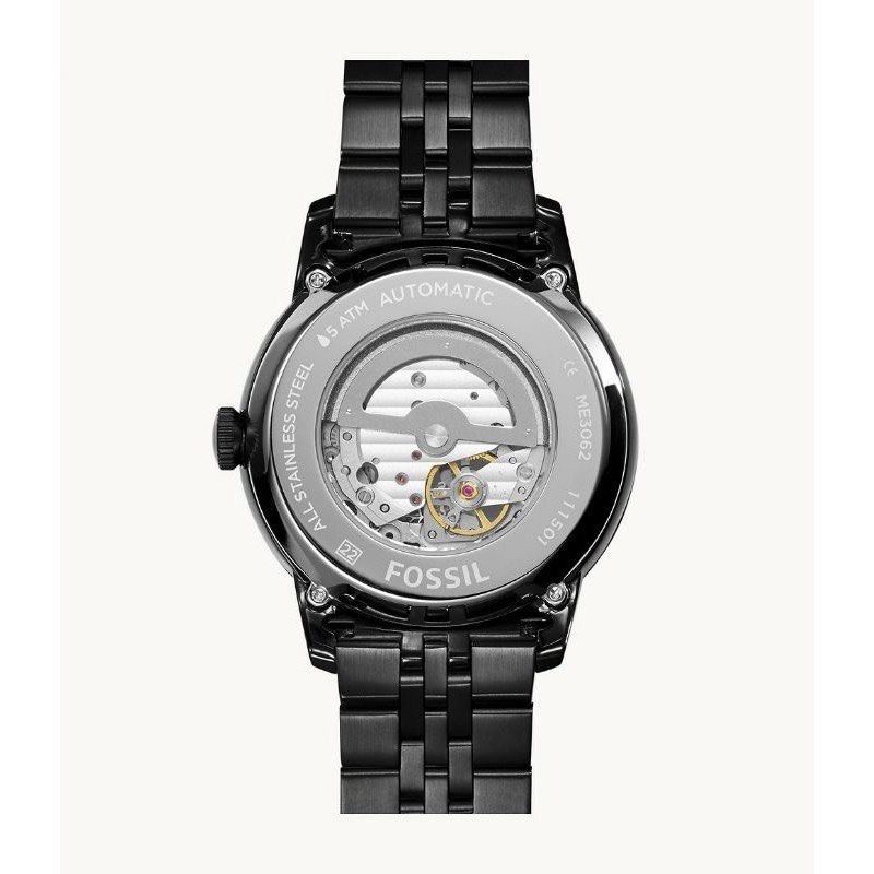 Original 100% Fossil Watch Black Men Automatic Me3062, Fesyen Pria, Jam ...