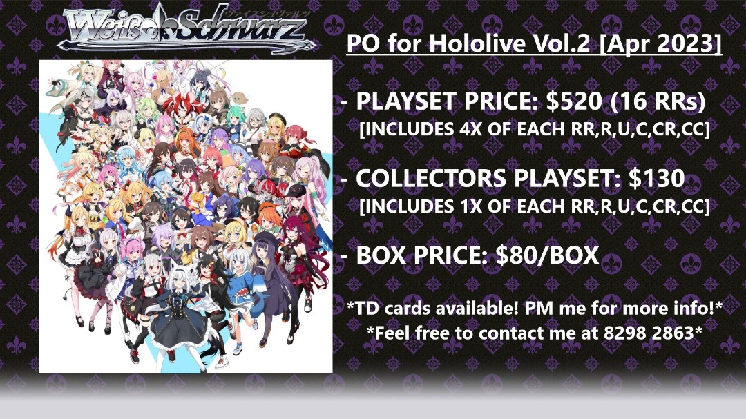 PO for Weiss Schwarz Hololive Vol.2 Set, Hobbies & Toys, Toys & Games on Carousell