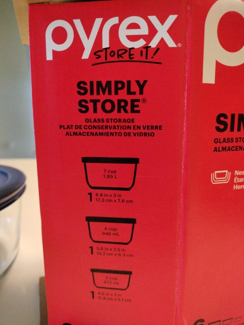 Pyrex 6 piece glass storage set (3 containers and 3 lids), Furniture ...