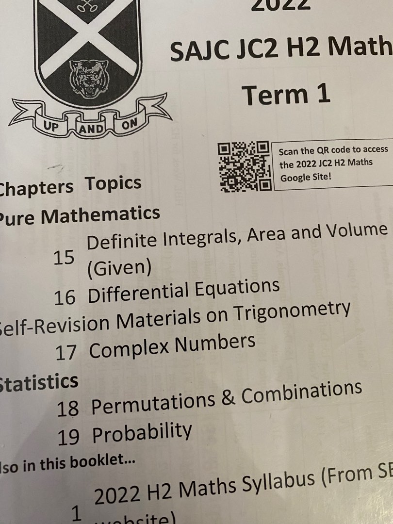 SAJC H2 MATH JC1 & JC2 Materials, Hobbies & Toys, Books & Magazines ...