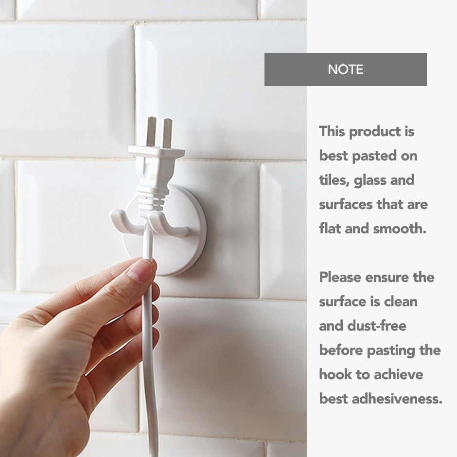 (Set of 2) Safety Power Plug Holder/ Hook With Adhesive, Furniture ...